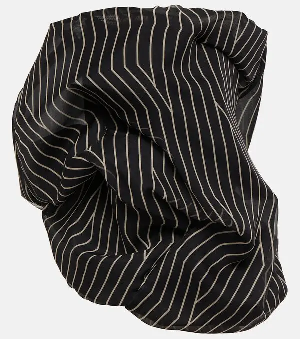 Rick Owens Striped Strapless Silk Top - Black