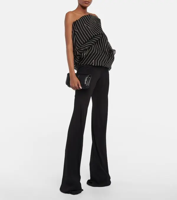 Rick Owens Striped Strapless Silk Top