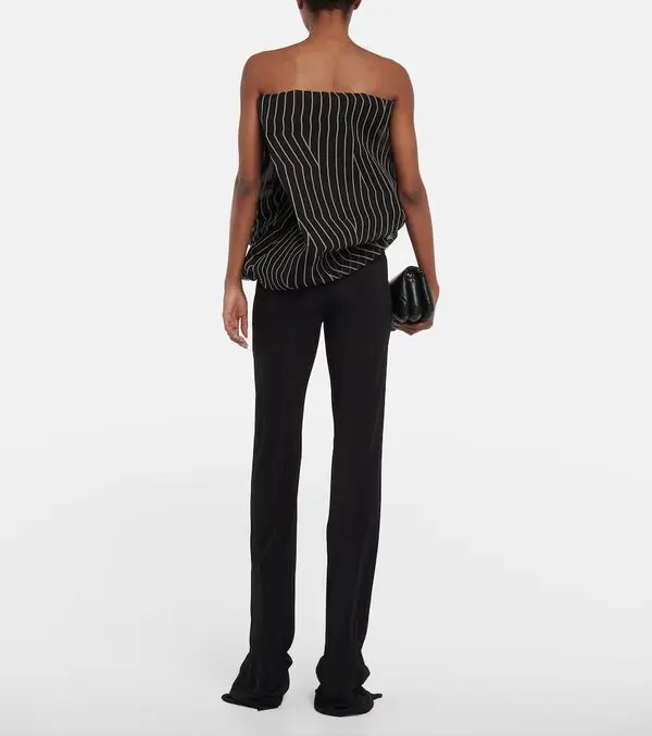 Rick Owens Striped Strapless Silk Top
