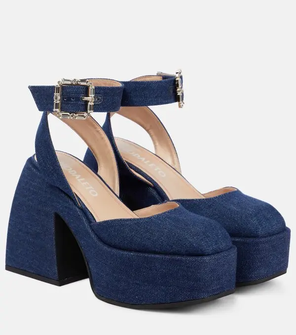 NODALETO Bulla Sofia Denim Platform Pumps - Blue