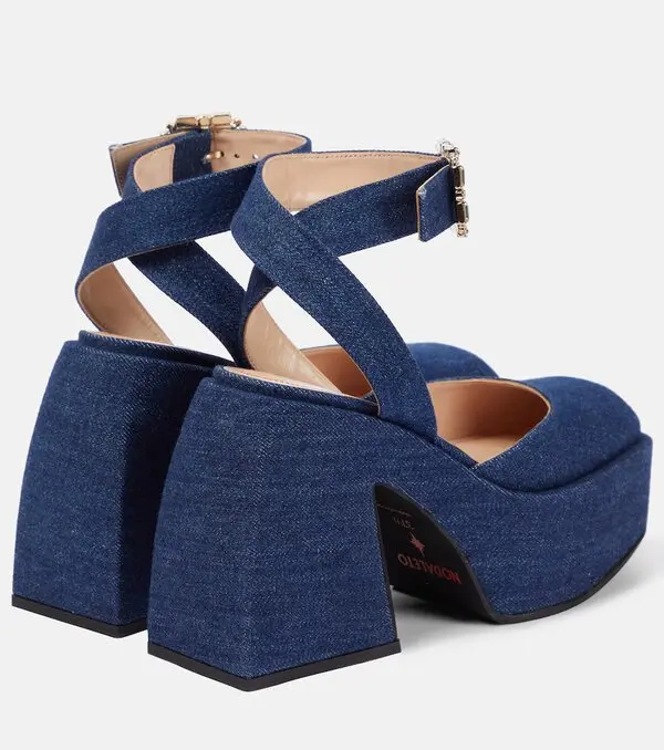 NODALETO Bulla Sofia Denim Platform Pumps - Blue