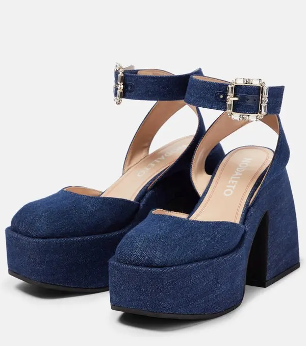 NODALETO Bulla Sofia Denim Platform Pumps - Blue