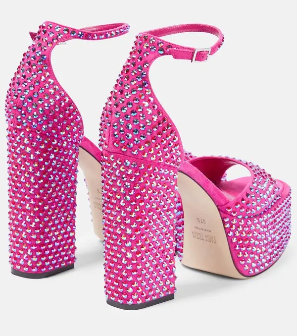 Paris Texas Metal Diamond Embellished Sandals - Pink