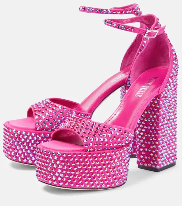 Paris Texas Metal Diamond Embellished Sandals - Pink