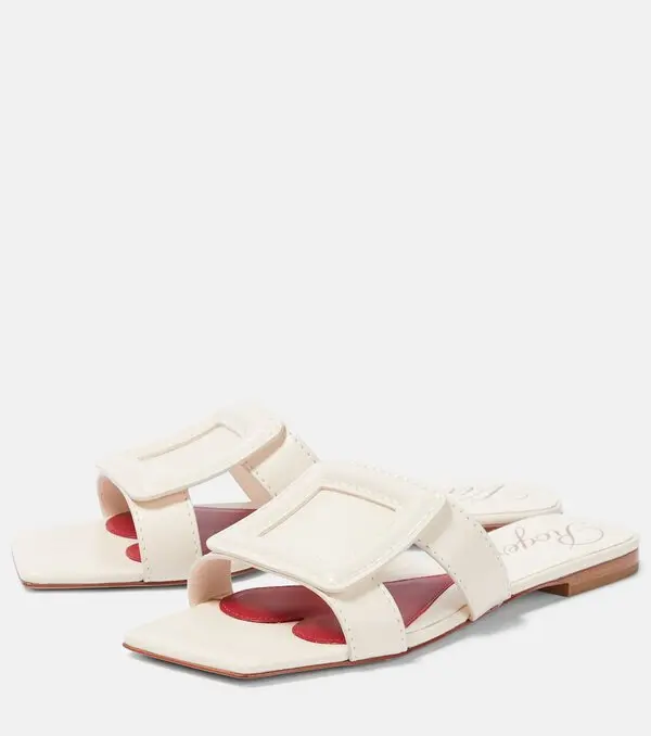 ROGER VIVIER Buckle Leather Sandals - Beige