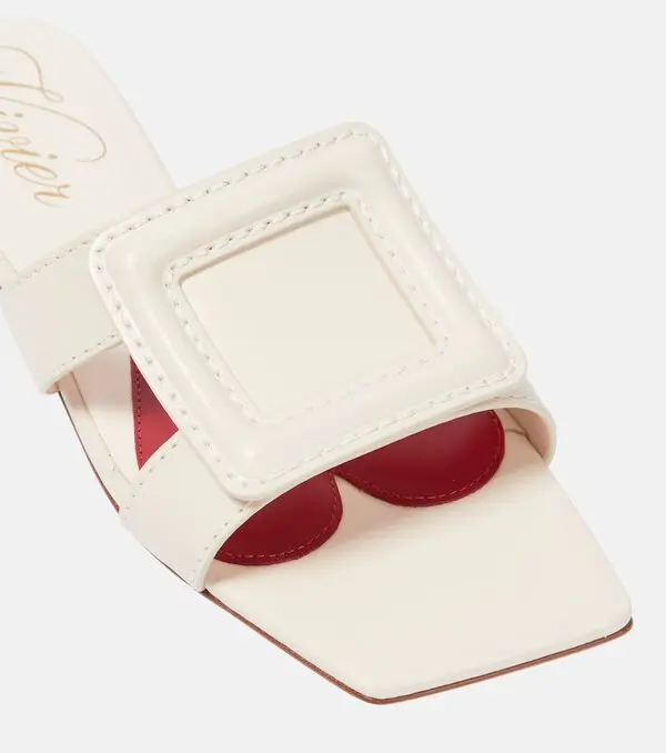 ROGER VIVIER Buckle Leather Sandals - Beige