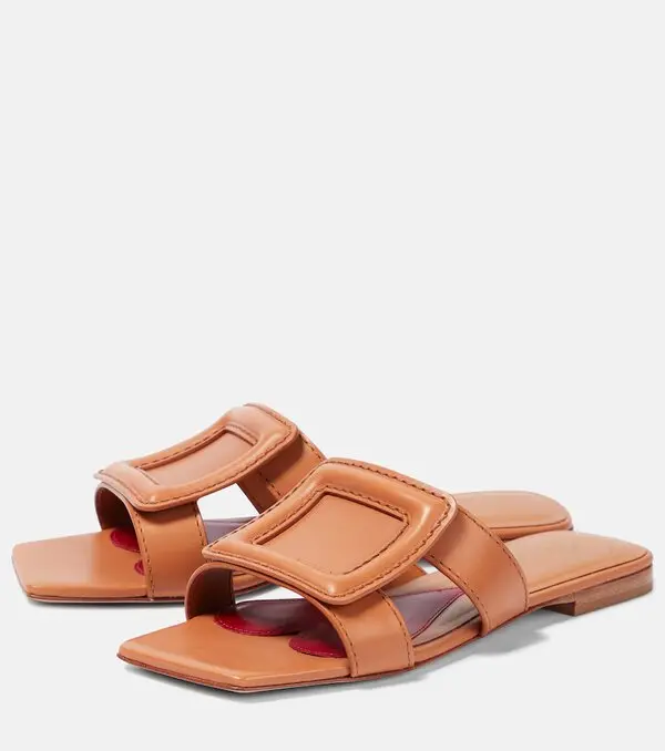 ROGER VIVIER Buckle Leather Sandals - Brown