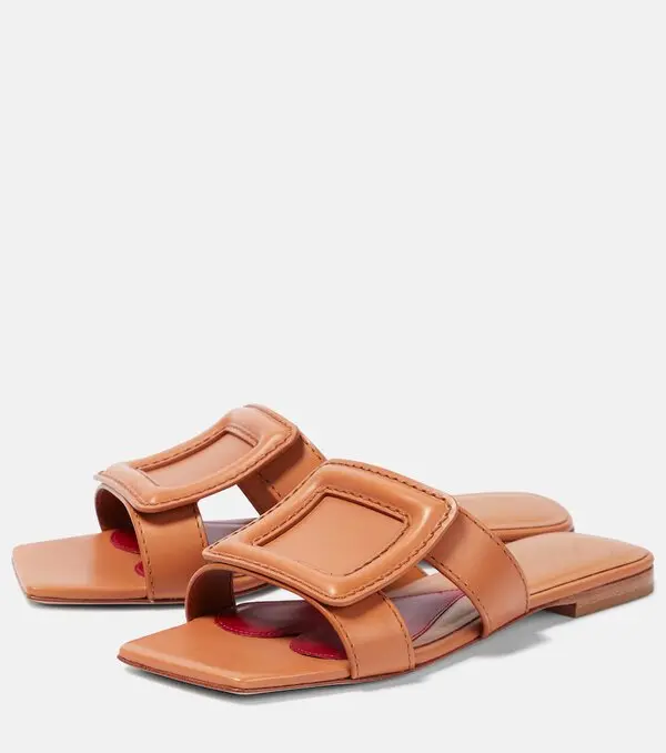 ROGER VIVIER Buckle Leather Sandals - Brown