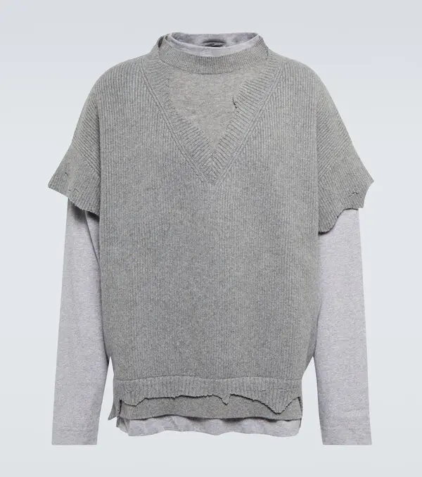 Givenchy Cut & Layer Wool And Cotton Sweater