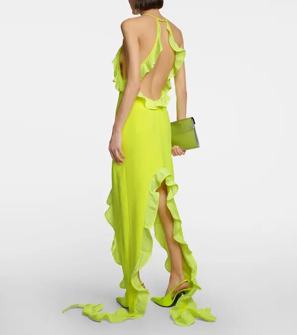 David Koma Asymmetric Ruffled Midi Dress