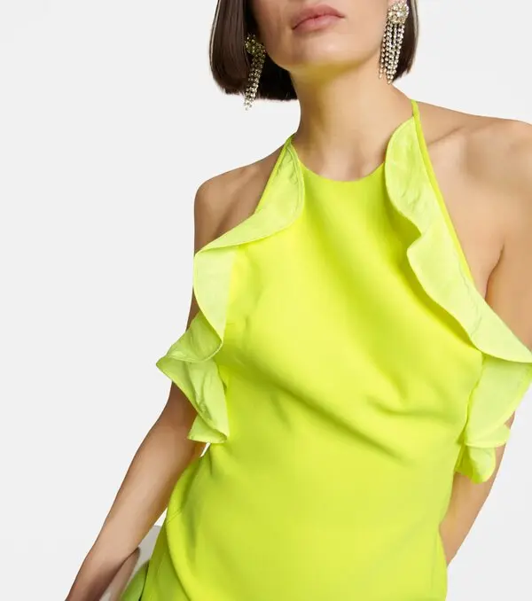 David Koma Asymmetric Ruffled Midi Dress