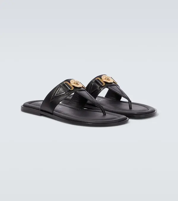 Versace Medusa Leather Thong Sandals
