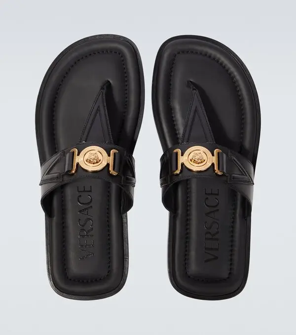 Versace Medusa Leather Thong Sandals