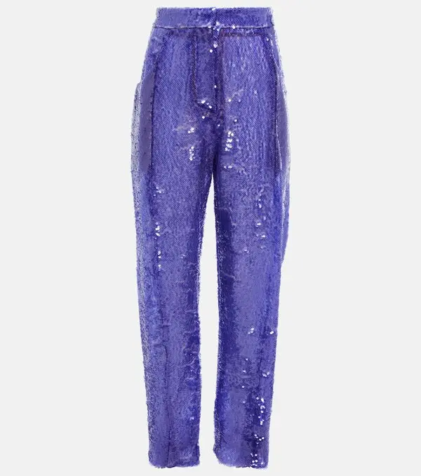 BLAZÉ MILANO Sorraia Sequined Wide-leg Pants - Purple