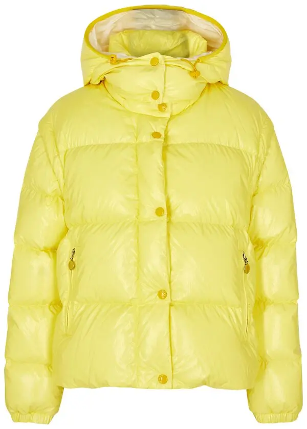 Moncler Quilted Shell Jacket With Detachable Hood And Sleeves - Yellow