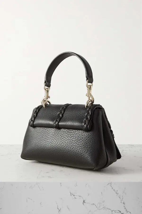 Chloé Net Sustain Penelope Small Tasseled Textured-leather Shoulder Bag
