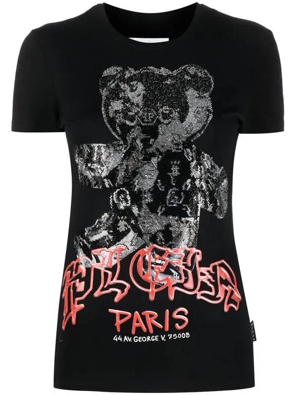 Philipp Plein Crystal-embellished Printed T-shirt - Black