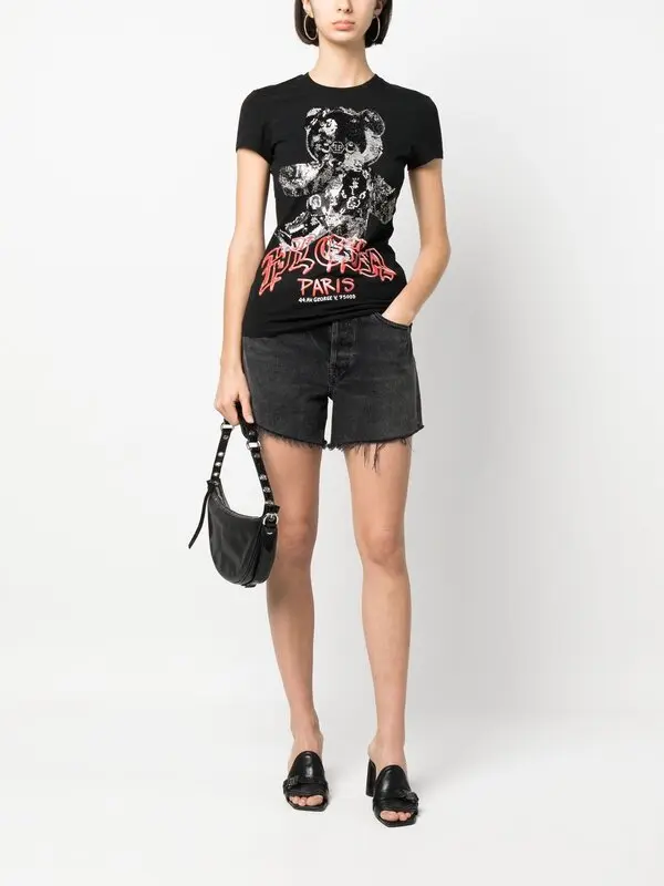 Philipp Plein Crystal-embellished Printed T-shirt - Black