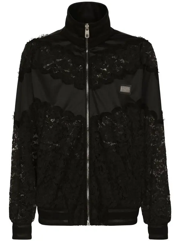 Dolce & Gabbana Cordonetto-lace Zip-up Sweatshirt