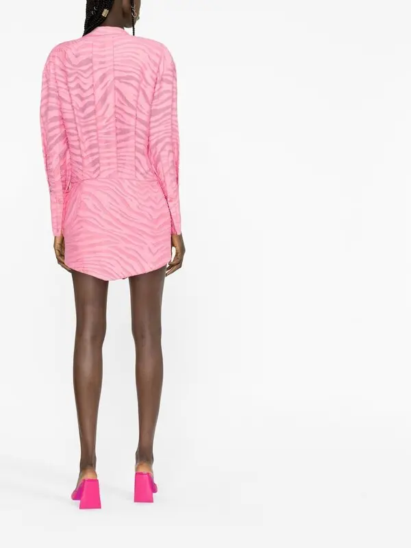 Attico Silvye Zebra-patterned Shirt Dress