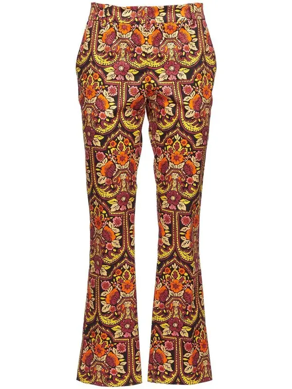 La DoubleJ Floral-print Flared Trousers - Black