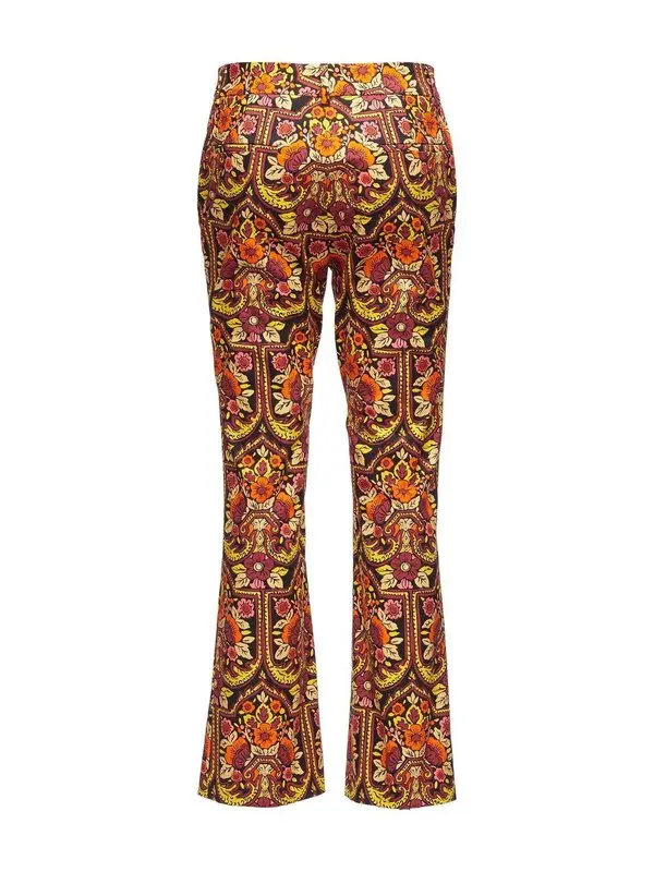 La DoubleJ Floral-print Flared Trousers - Black