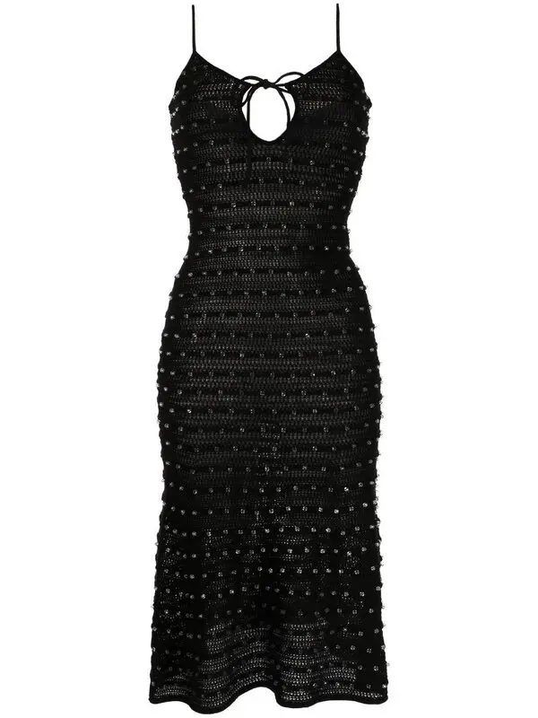 SELF-PORTRAIT Bead-embellished Knitted Midi-dress