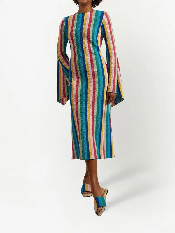 La DoubleJ Vertical-stripe Midi Dress