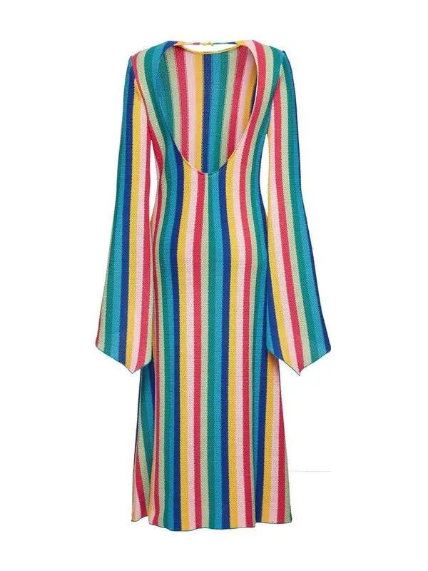 La DoubleJ Vertical-stripe Midi Dress