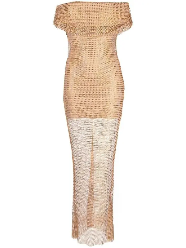 SELF-PORTRAIT Rhinestone-embellished Maxi Dress