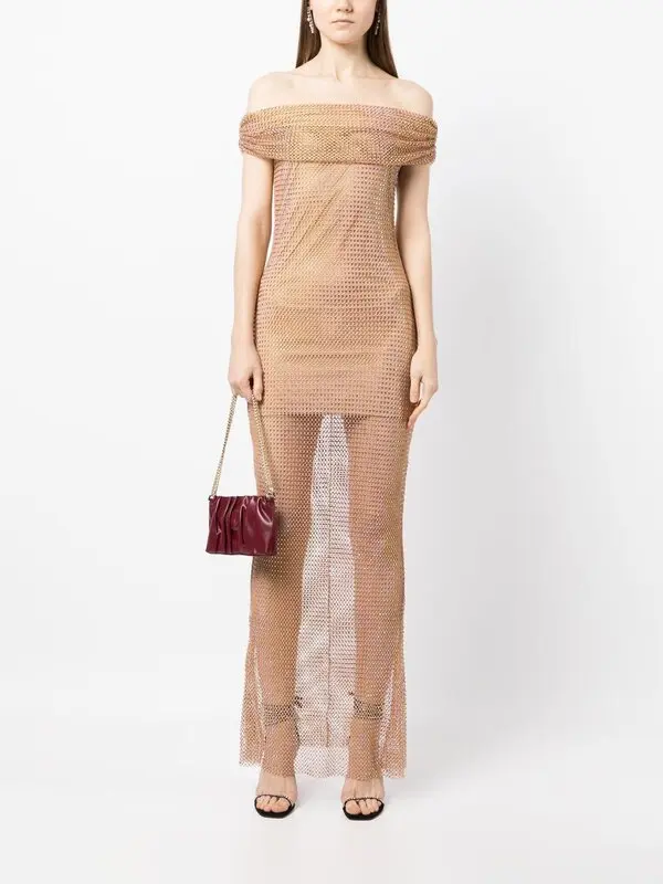 SELF-PORTRAIT Rhinestone-embellished Maxi Dress