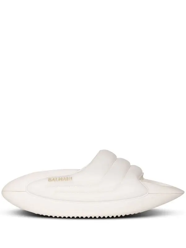 Balmain B-it Quilted Leather Slides - White