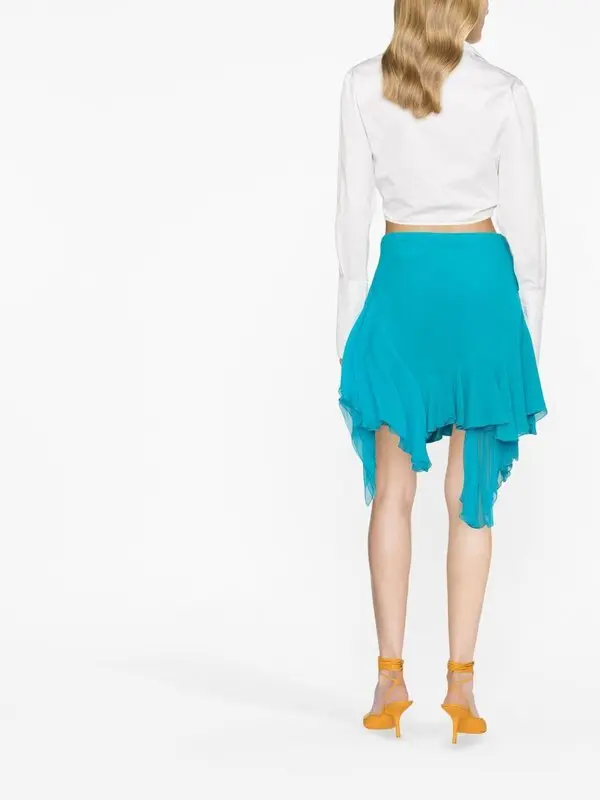 Versace Asymmetric Pleated Skirt - Blue
