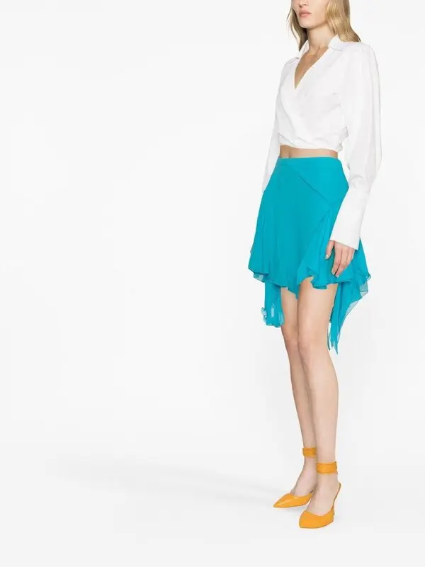 Versace Asymmetric Pleated Skirt - Blue