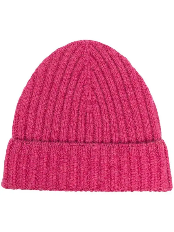 BARRIE Ribbed Cashmere Beanie - Purple
