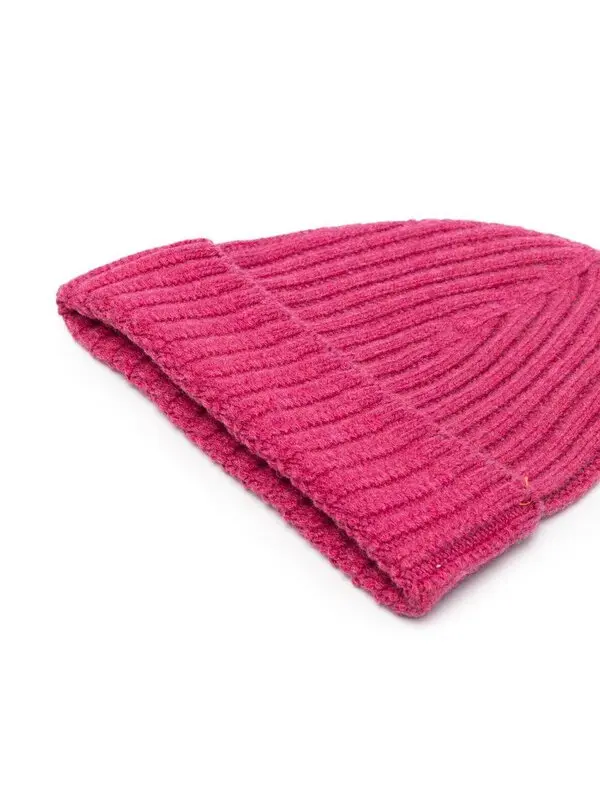 BARRIE Ribbed Cashmere Beanie - Purple