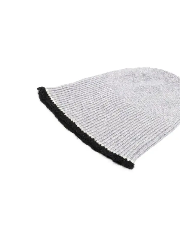 BARRIE Shearling-trim Cashmere Beanie - Grey