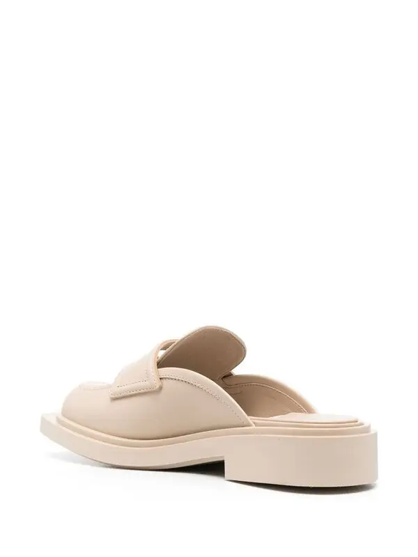 3JUIN Almond-toe Leather Mules