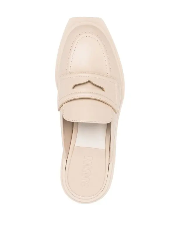 3JUIN Almond-toe Leather Mules