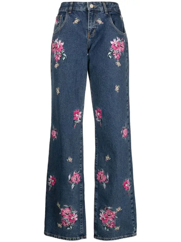 BLUGIRL Floral-embroidered Jeans - Blue