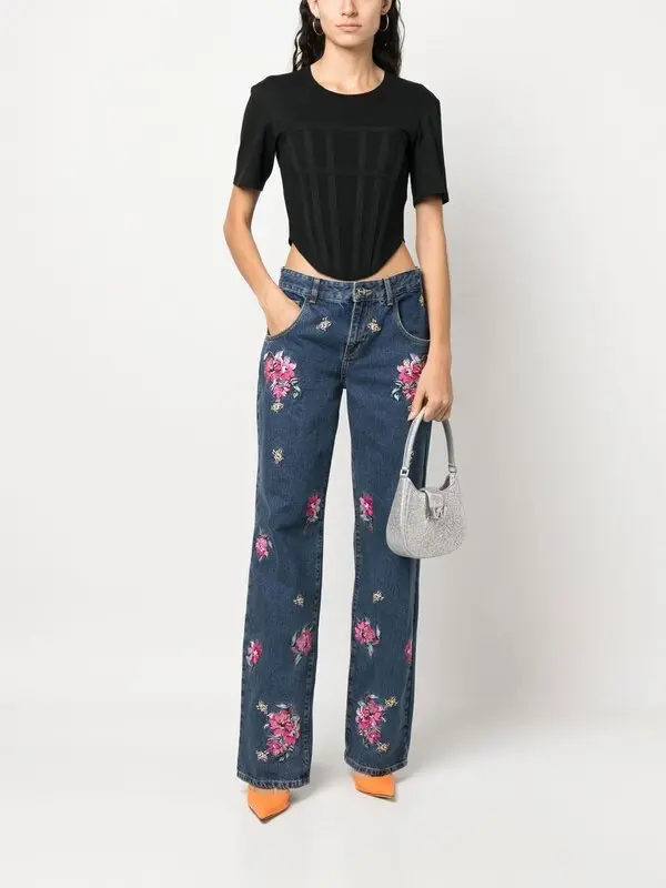 BLUGIRL Floral-embroidered Jeans
