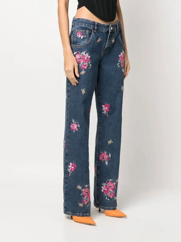 BLUGIRL Floral-embroidered Jeans