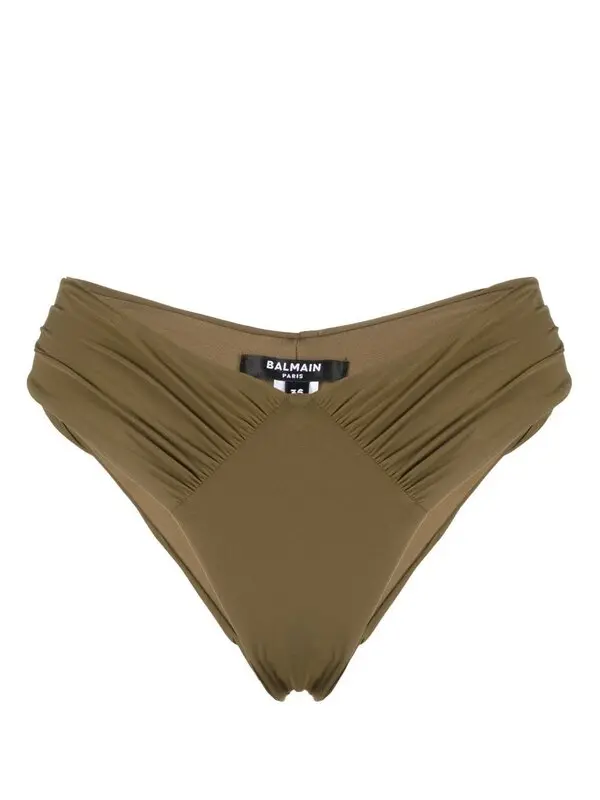 Balmain Draped-detail Bikini Bottom - Green