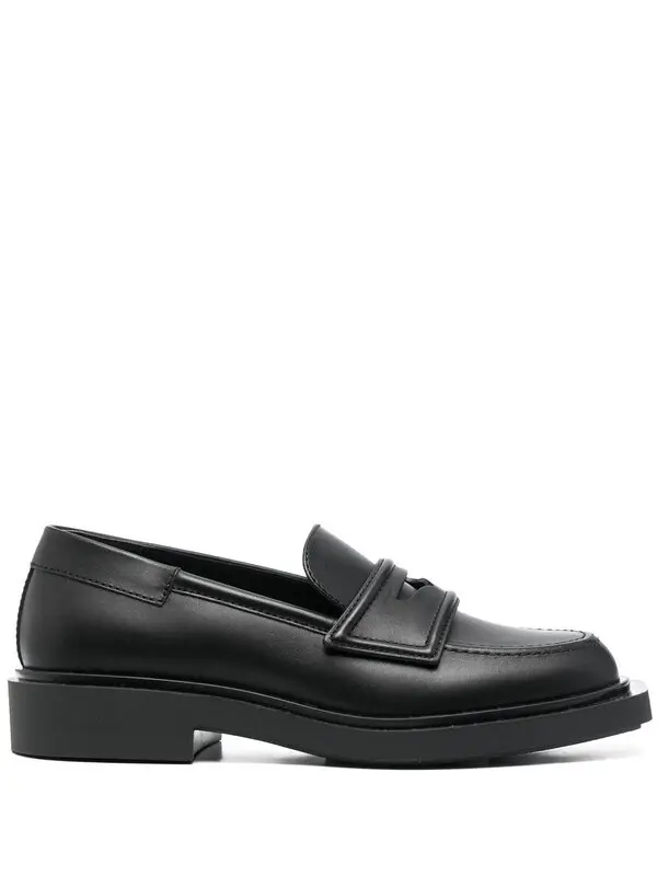 3JUIN Almond-toe Leather Loafers - Black