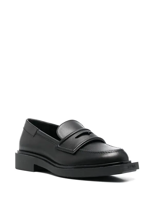 3JUIN Almond-toe Leather Loafers - Black