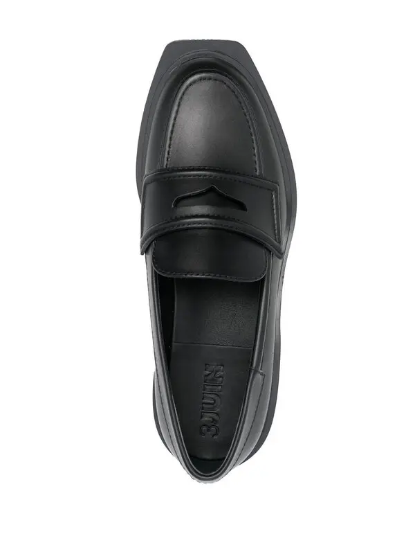 3JUIN Almond-toe Leather Loafers - Black