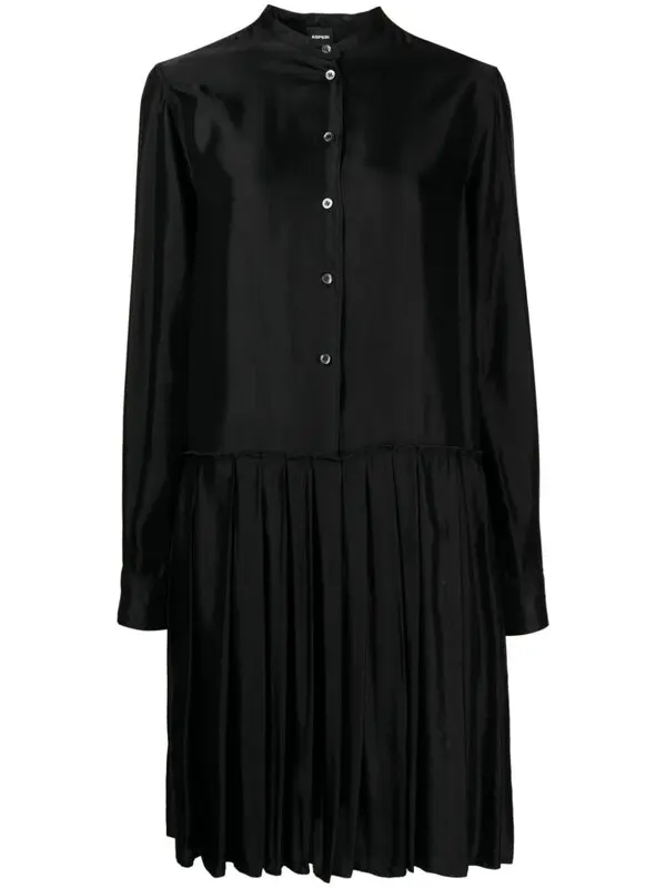 Aspesi Pleated-detail Midi Dress - Black