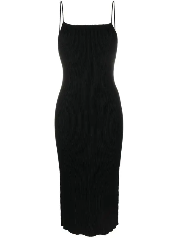 AERON Ribbed-knit Low-back Dress - Black
