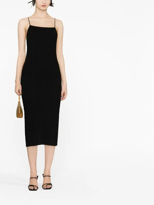 AERON Ribbed-knit Low-back Dress - Black