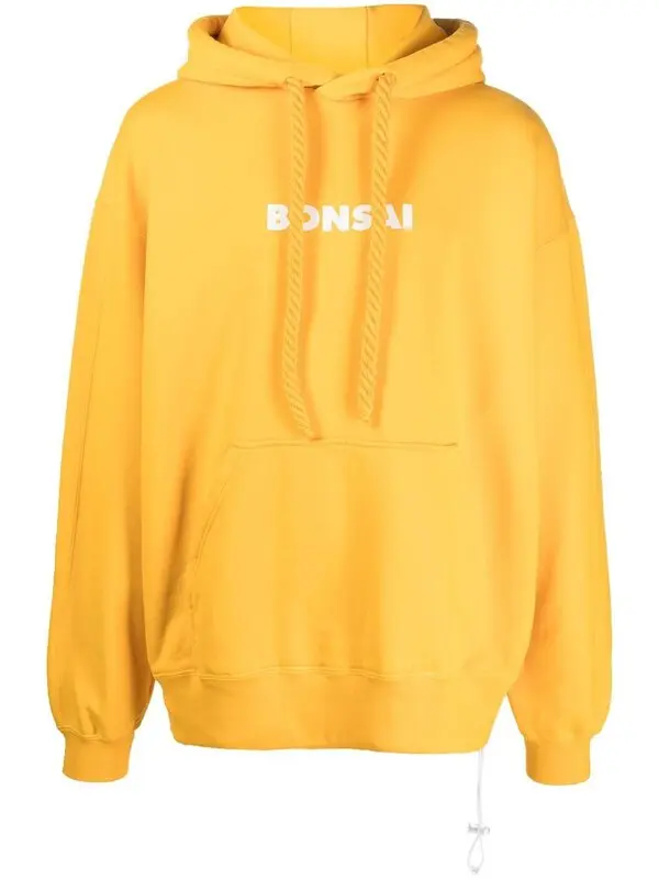 BONSAI Cotton Hoodie With Logo - Orange